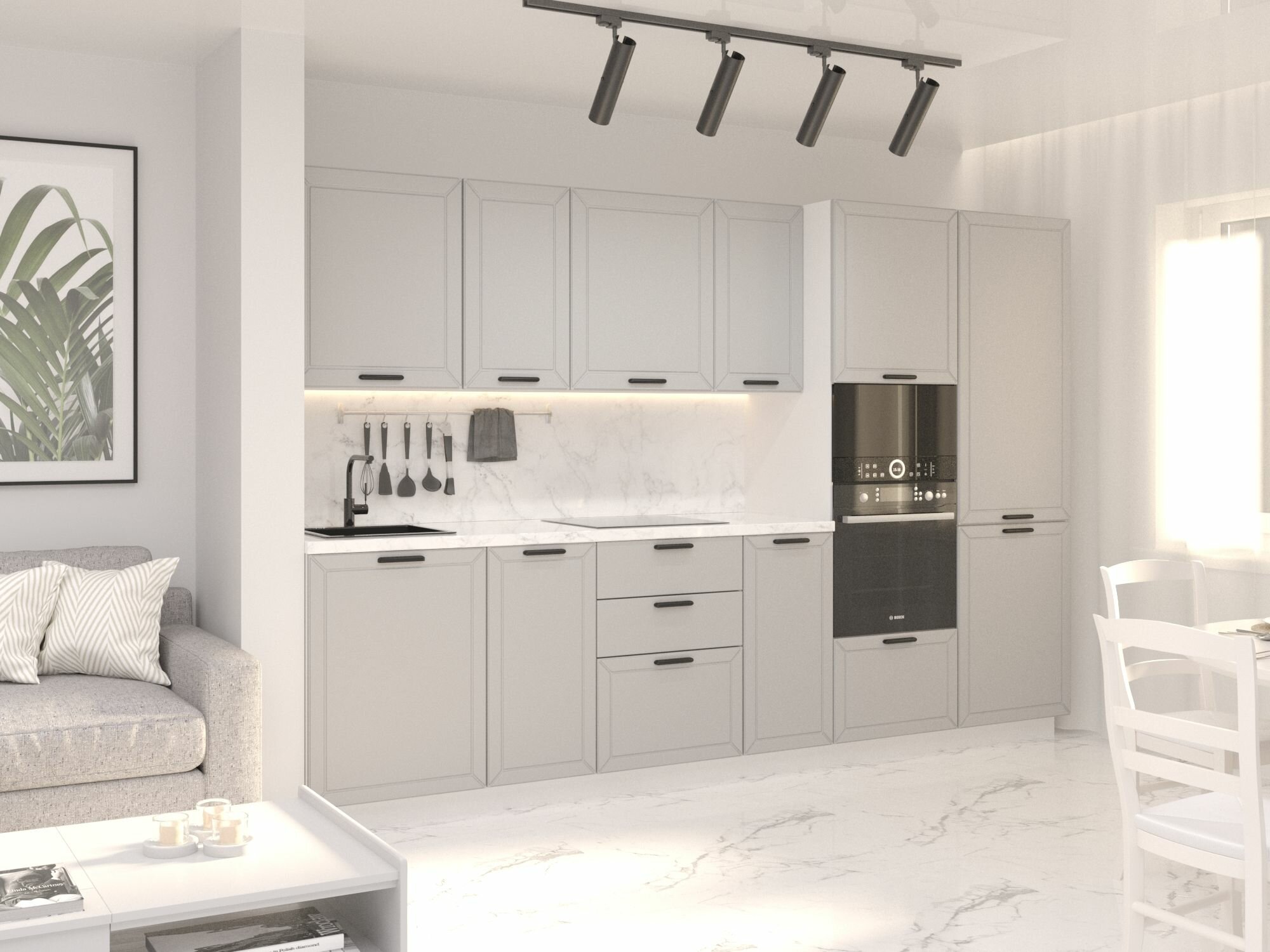 Кухонный гарнитур Глетчер Гейнсборо Силк , 3200 мм