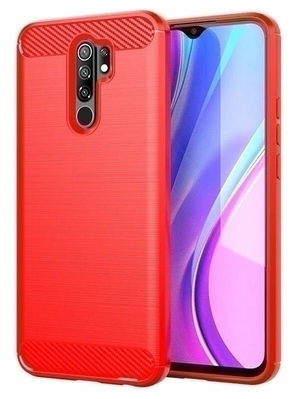 Накладка силиконовая для Xiaomi Redmi Note 8 Pro карбон сталь красная