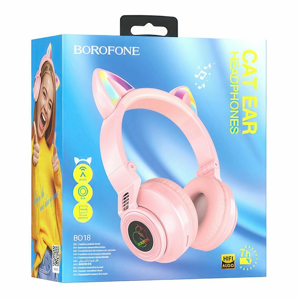 Беспроводные наушники светящиеся Borofone BO18 CAT EAR