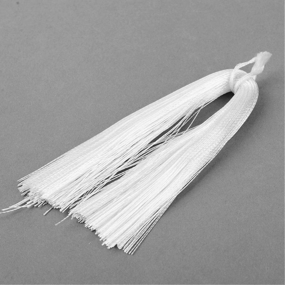 Кисточка декоративная, 75-85х5мм, заготовка, нейлоновая, белая, 5 шт.