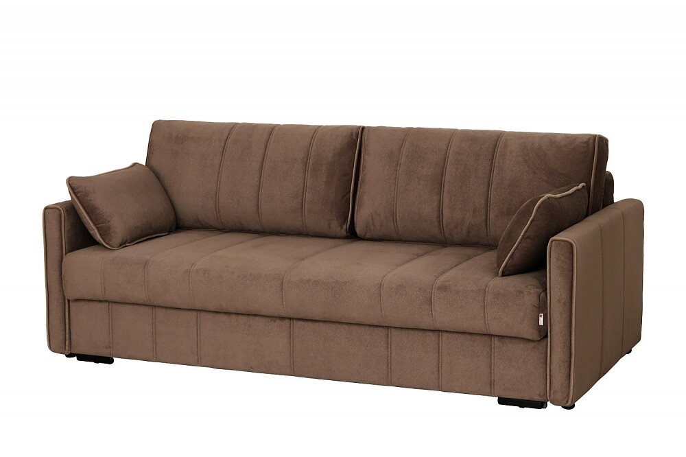 Прямой диван Риммини коричневый, пантограф (тик-так), 210х105х90 см, на металлическом каркасе