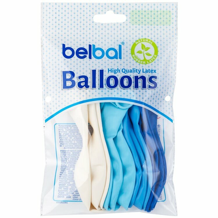 Шар латексный ненадутый Пастель ассорти Голубая гамма, набор из 12 штук, Бельгия, 14 дюймов (35 см)