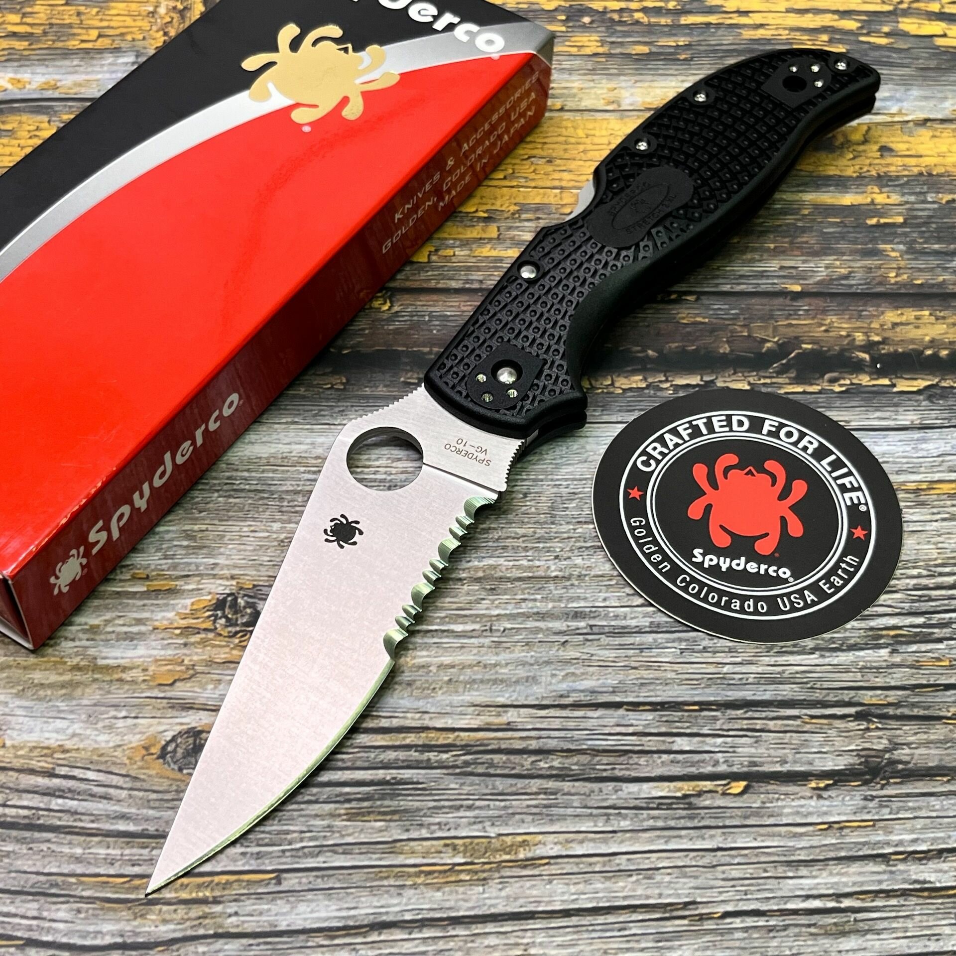 Нож складной Spyderco C258PSBK Stretch 2 XL, Part Serrated Blade, FRN Handle