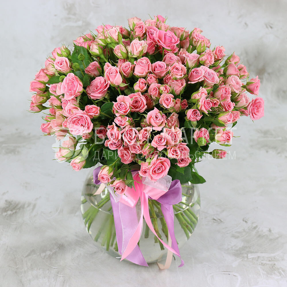 Монобукет Букет Маркет, роза кустовая, 51 цветок, высота 50 см