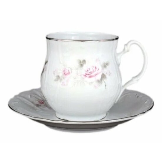 Чашка для чая Bernadotte "Бледные розы отводка платина" 310 мл. 160 мм