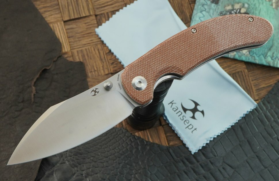 Складной нож Kansept Knives Nesstreet, сталь CPM S35VN, сатин, рукоять коричневая микарта