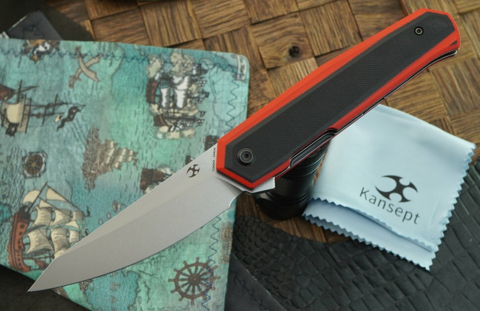 Складной нож Kansept Knives Integra, сталь 154CM, рукоять черно-красный G-10