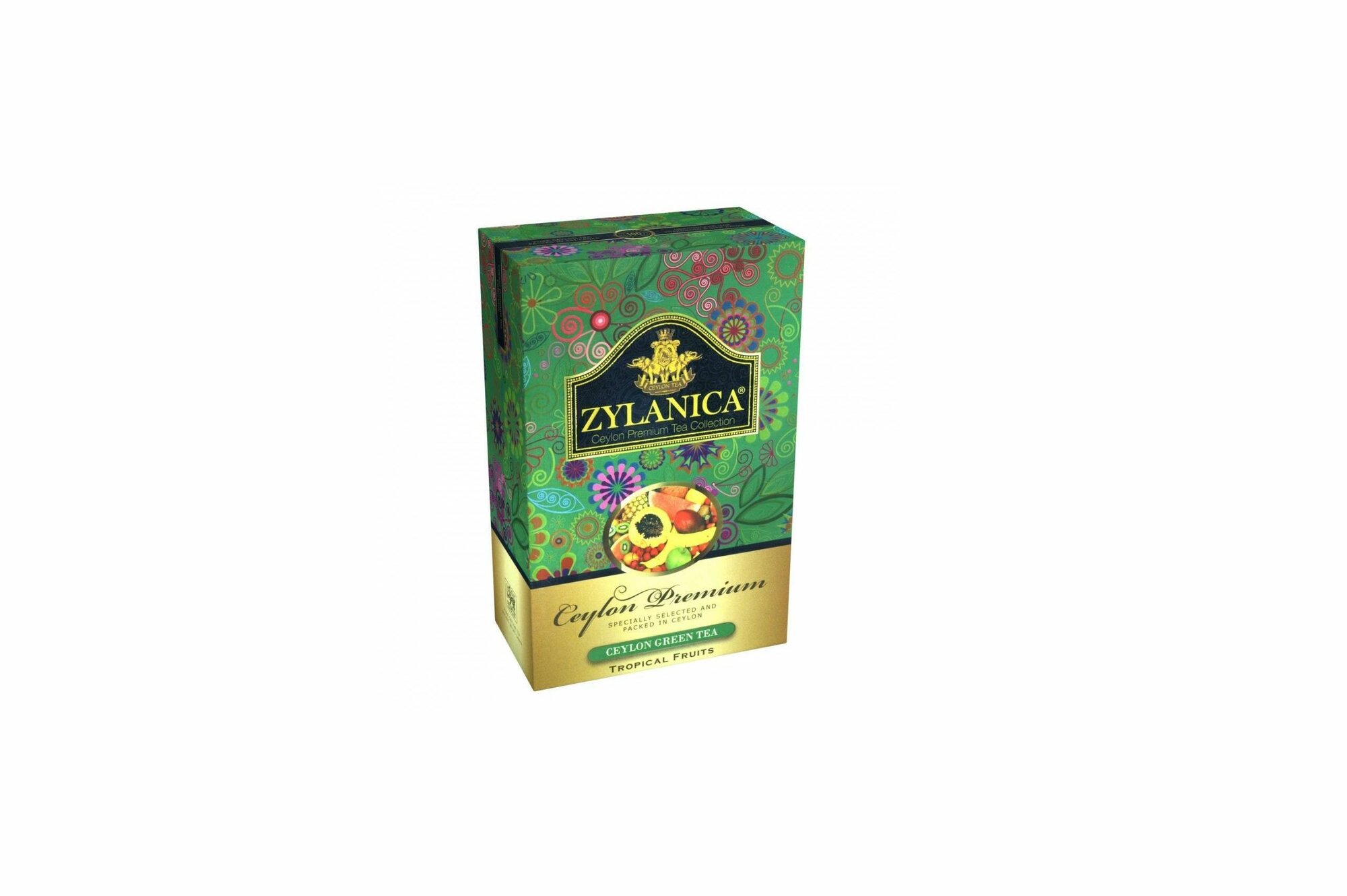 Zylanica Чай листовой "Ceylon Premium Collection", Тропические фрукты, зеленый, 100 гр