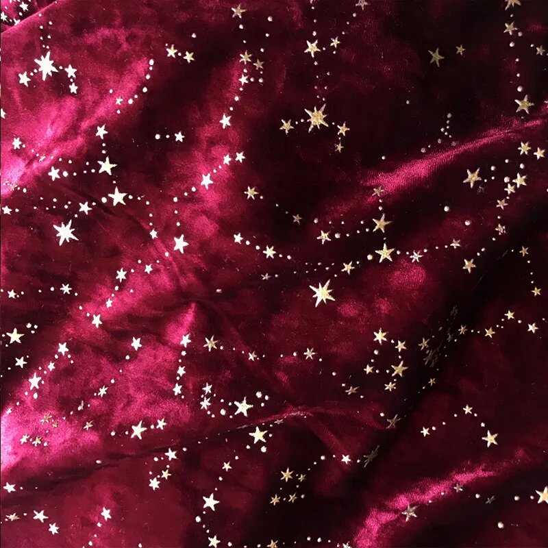 Бронзовая эластичная бархатная ткань с бриллиантовой звездой LISM Бордовый, 50cmX70cm, Red wine