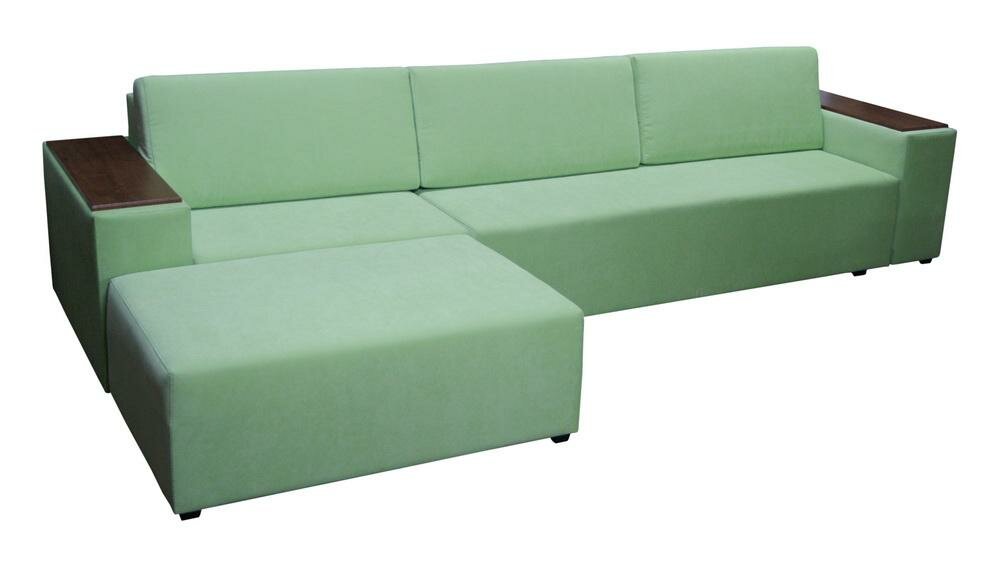 Угловой диван Мальта мантана Зеленый Рогожка Левый, еврокнижка, 352х185х75 см, с ящиком для белья