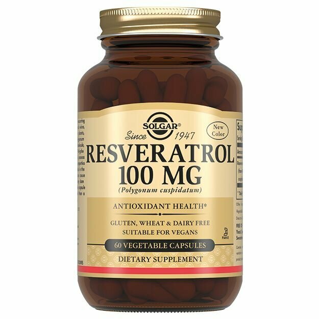 Солгар Ресвератрол мощный антиоксидант для поддержания здоровья организма 100 мг 60 капсул