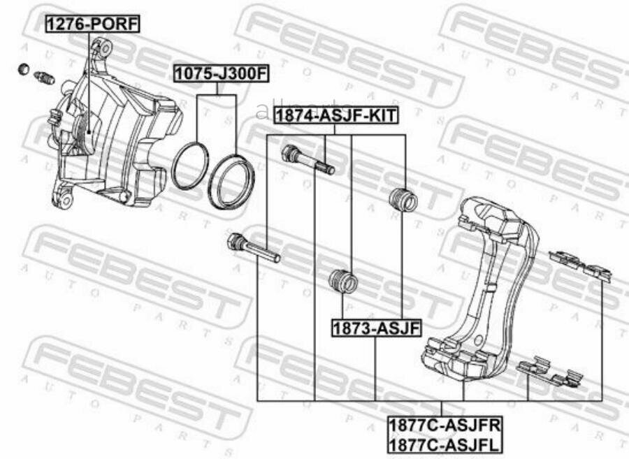 FEBEST 1877C-ASJFL Скоба переднего левого тормозного суппорта (с направляющими) CHEVROLET AVEO 2009-2017 FEBEST 1877C-ASJFL