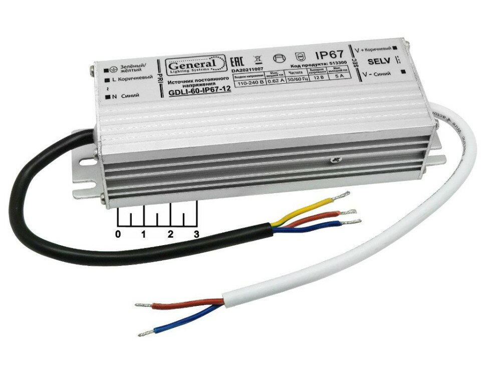 Блок питания 12V 5A 60W IP67 General (513300)