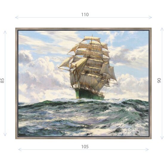 Картина Декор Депо Монтегю Доусона Борт на сложной волне Матовый холст в раме 90х110 см