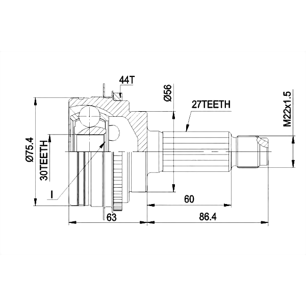 PATRON PCV1084 (28021AA021 / 28021AA022 / 28021AA031) шрус наружн к-кт 27x56x30 subaru: Impreza (Импреза) 2wd, 4wd, Legacy (Легаси)