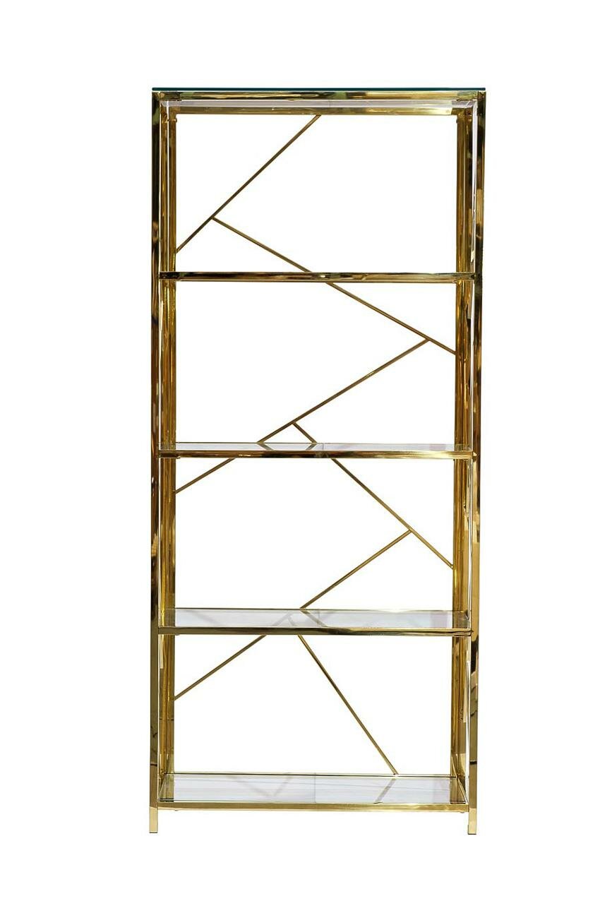 Стеллаж Garda Decor GY-SH8711GOLD Стеллаж стекло прозр/золото 80*35*180см арт. GY-SH8711GOLD