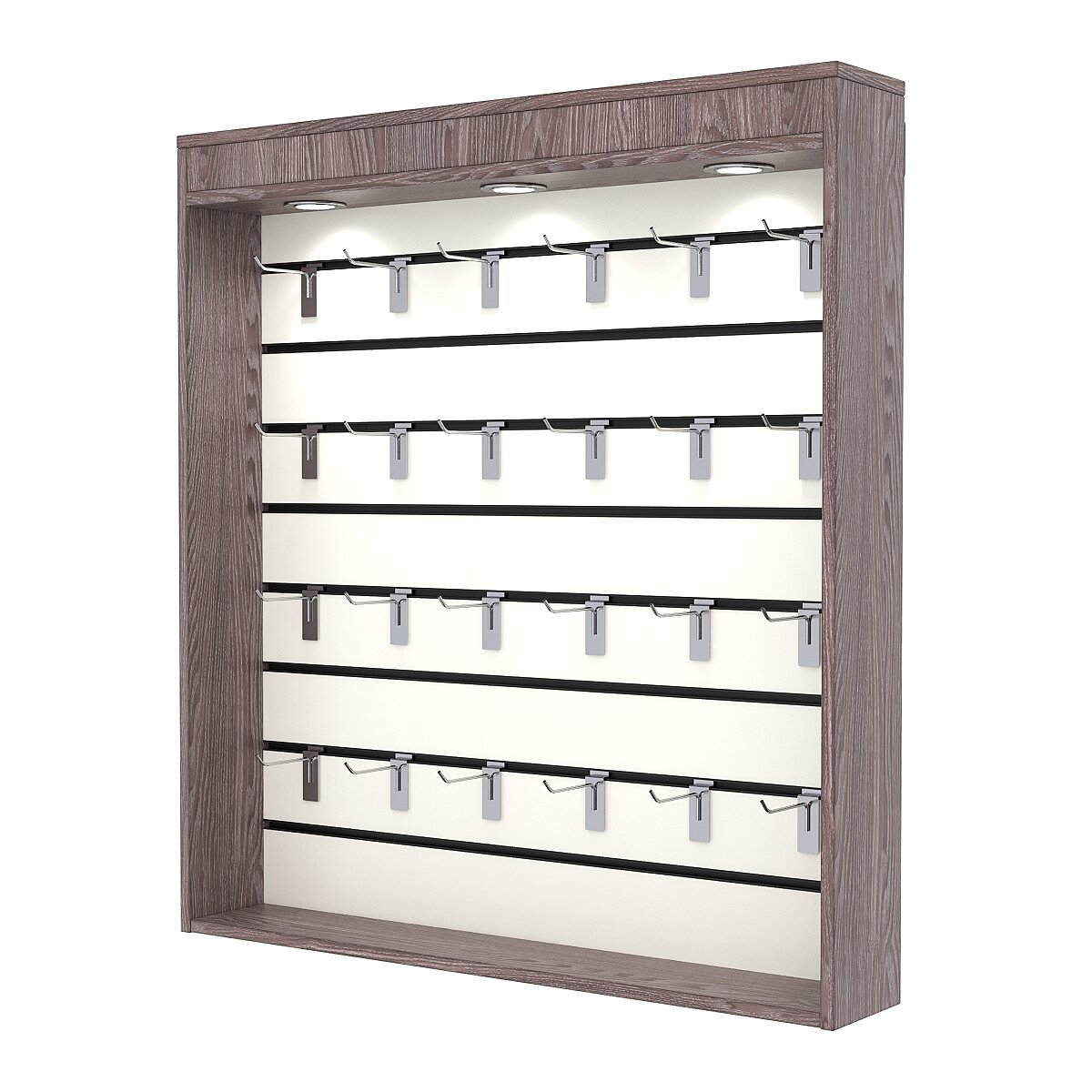 Витрина настенная №4-2В с экономпанелью, без полок, с подсветкой, Ясень Анкор темный - U31105