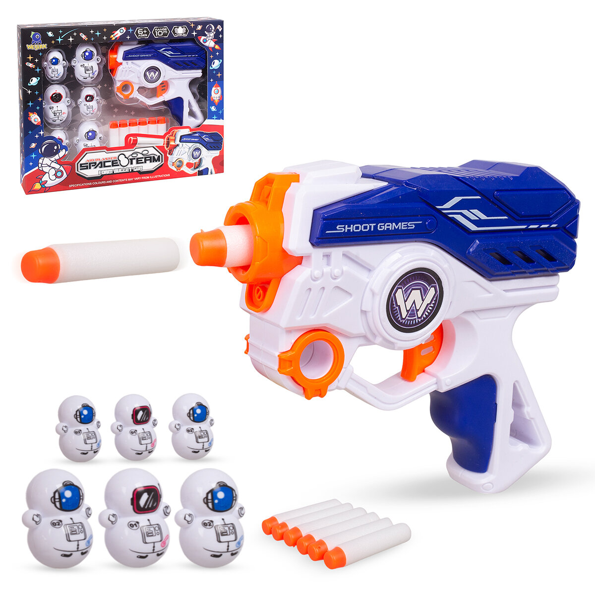 Бластер TONG DE 218B-2, с мишенью, мягкие пули, пластик, дальность до 10м