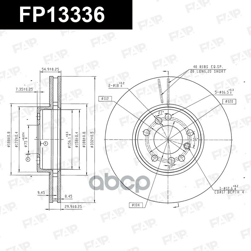 Диск тормозной BMW X5 (F15, F85) FAP арт. FP13336