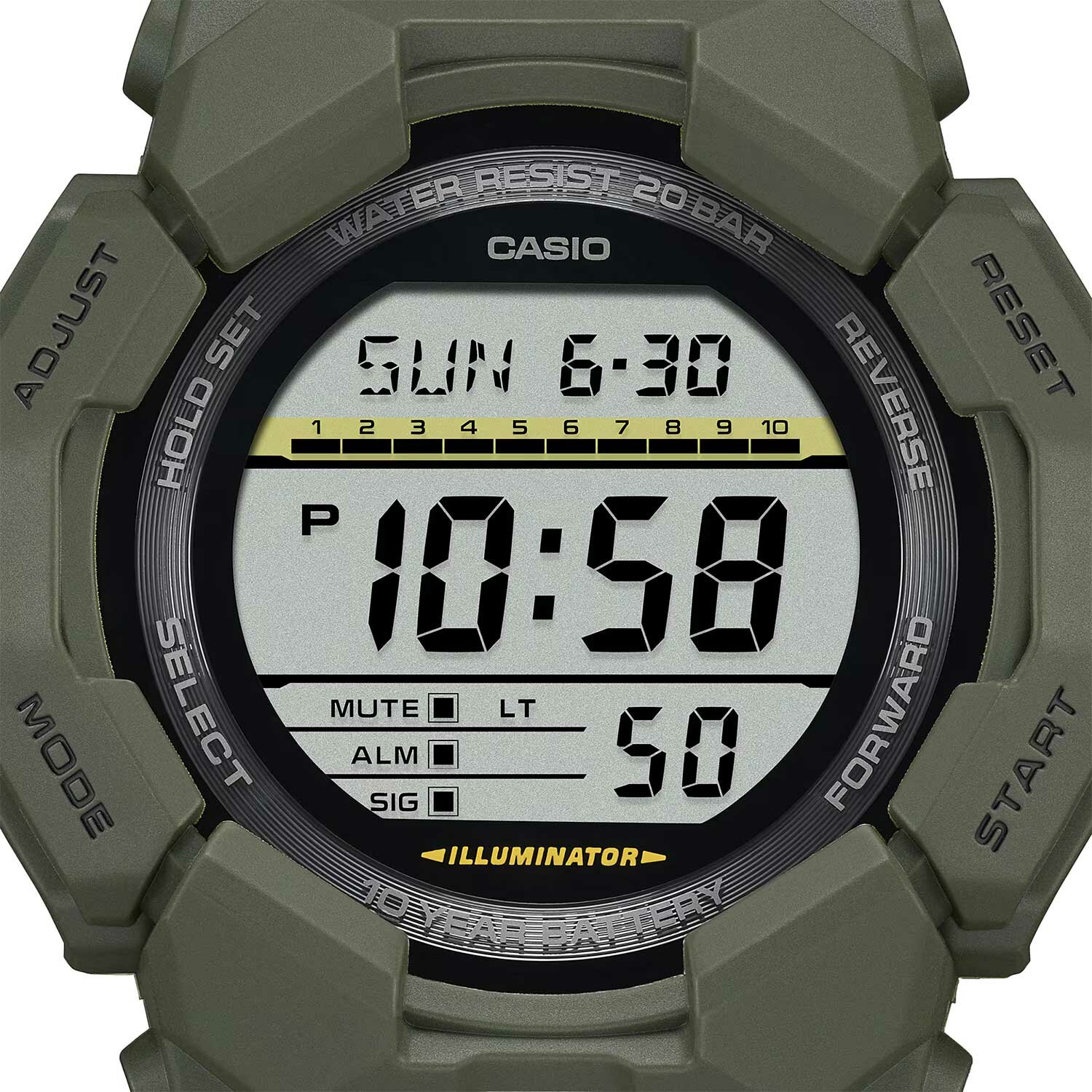 Наручные часы CASIO G-Shock, черный, зеленый, серый — фото 1
