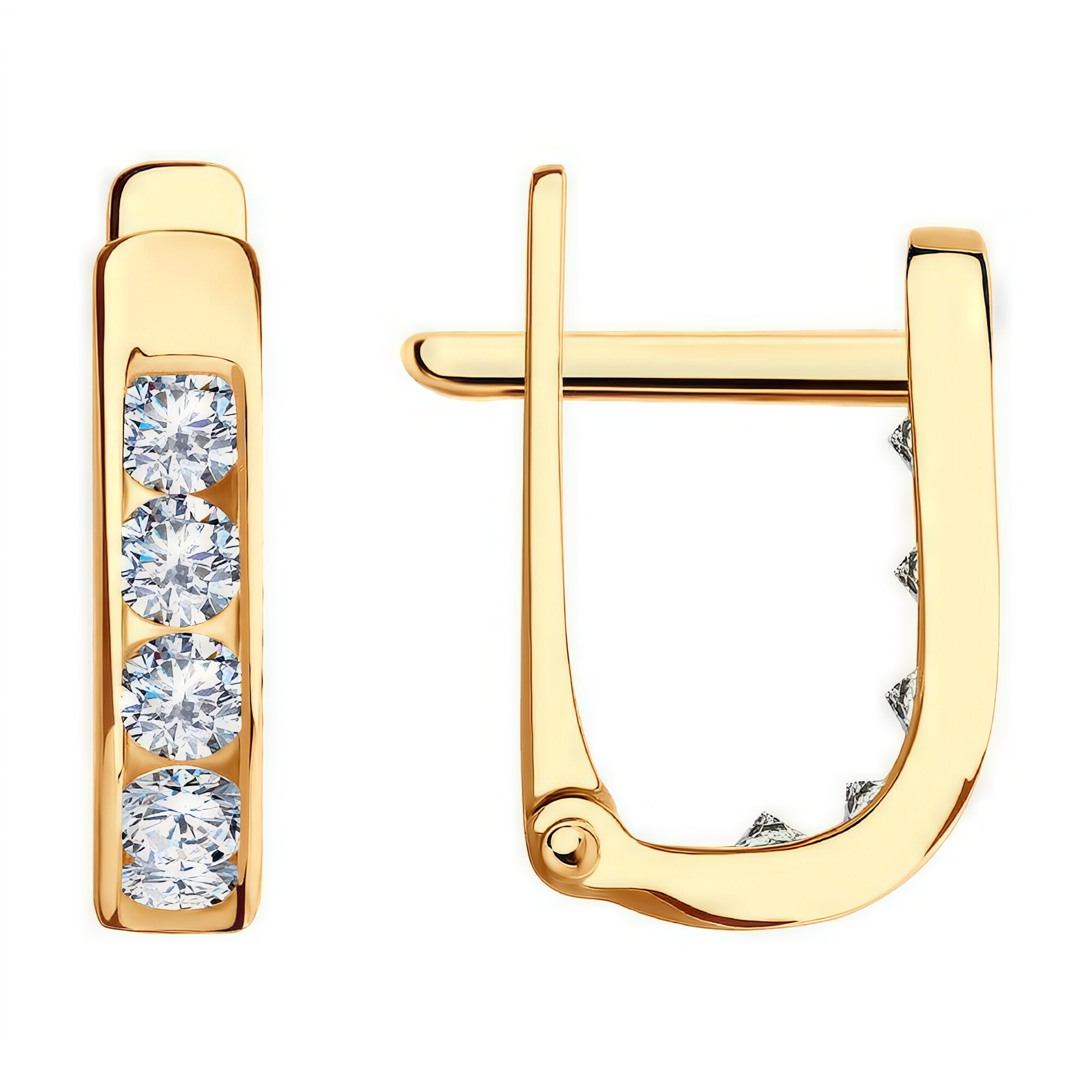 Серьги, красное золото, 585 проба, фианит