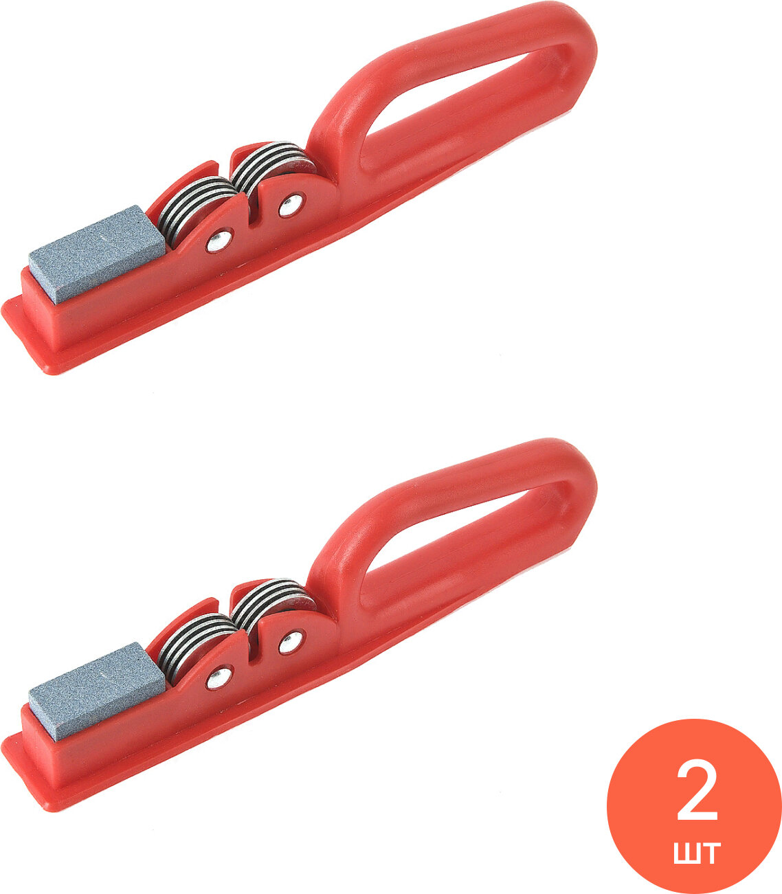 Точилка для ножей ENS Group / ЕНС Груп механическая ручная с пластмассовой ручкой нержавеющая сталь 19х3х5см / ножеточка / станок для заточки / точило (комплект из 2 шт)