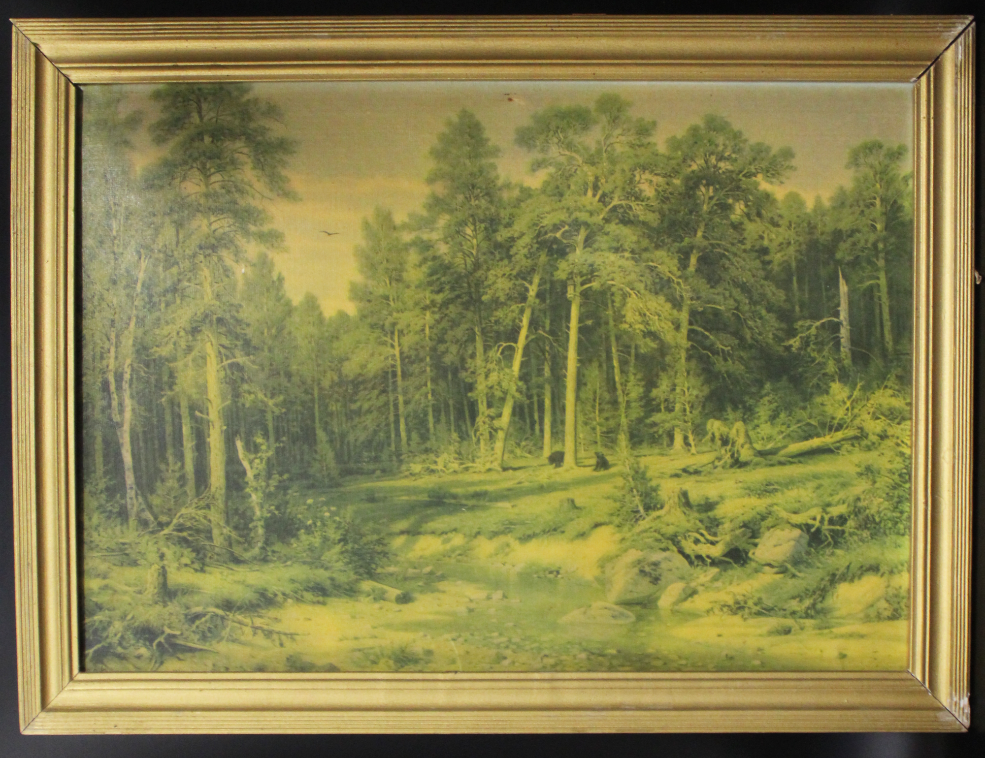 Картина "Сосновый бор" Шишкин И. И печать на холсте в деревянной раме 48х65 см СССР