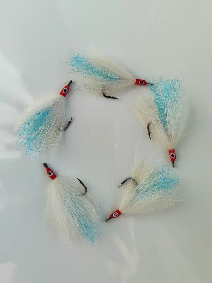 Стример на жереха на одинарном крючке голубой - 5 шт.