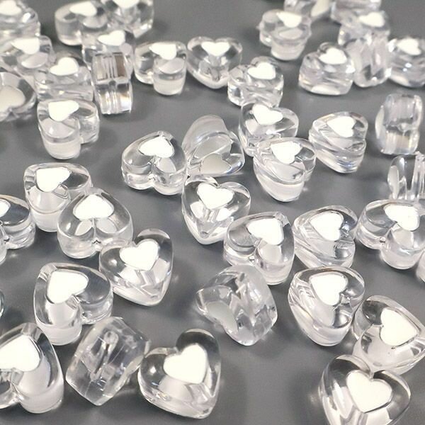 Акриловые бусины в форме сердца (250гр) 17х15 мм белый