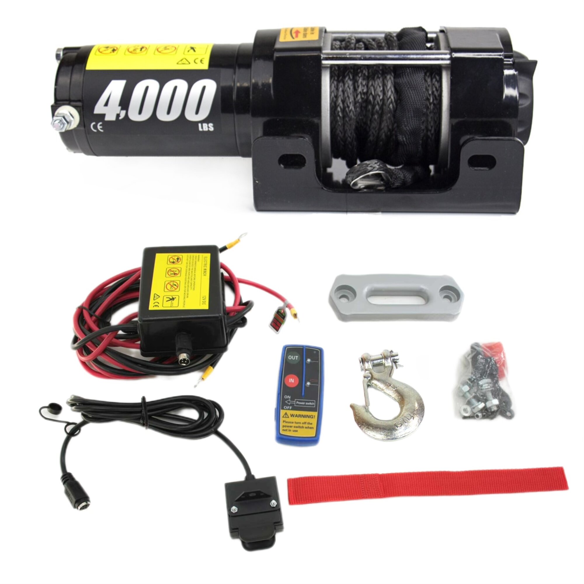 Лебедка электрическая Pro&Top 4000LBS, кевларовый трос