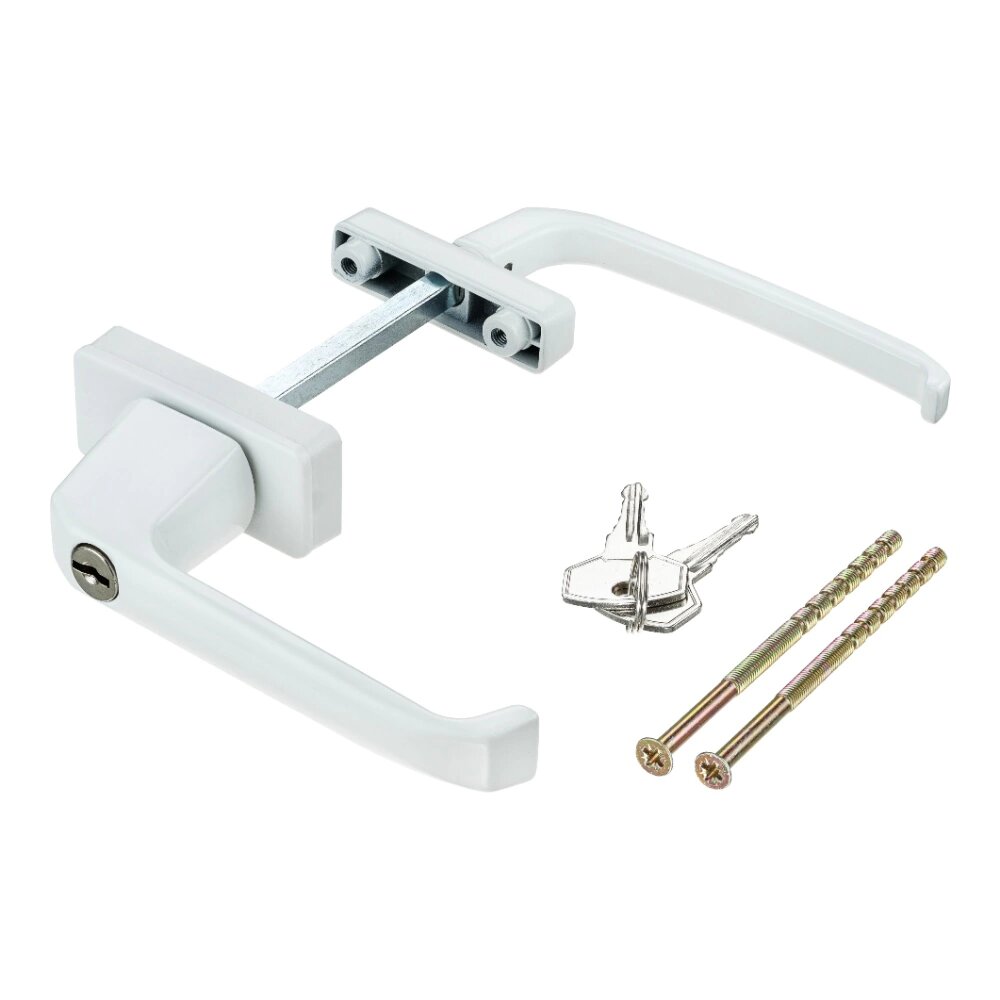 Ручки для балконной двери с замком Tech-KREP ассиметричные штифт 120 мм белые