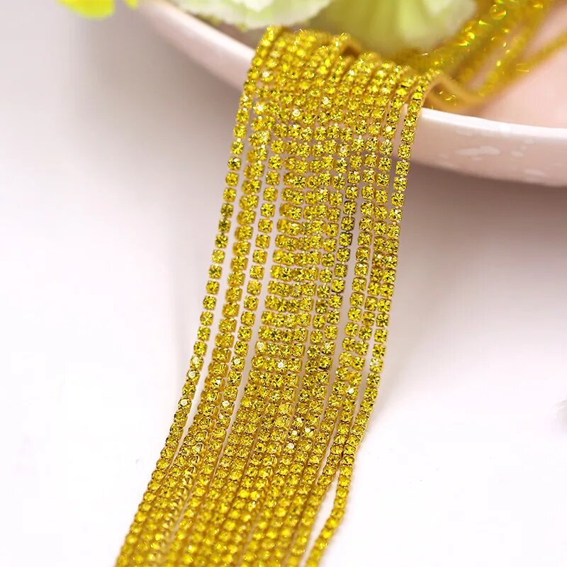 Хрустальная цепочка со стразами, Lemon yellow, ss12