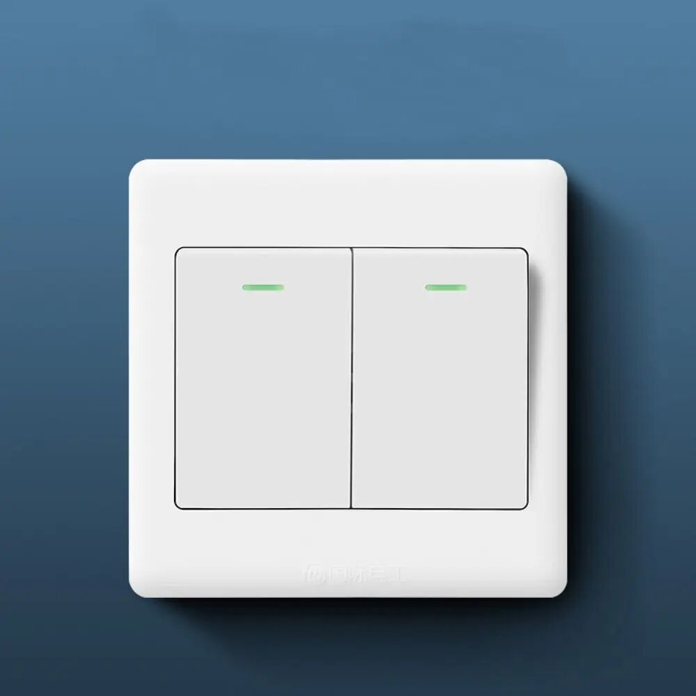 Пластиковые белые настенные переключатели 2-Gang