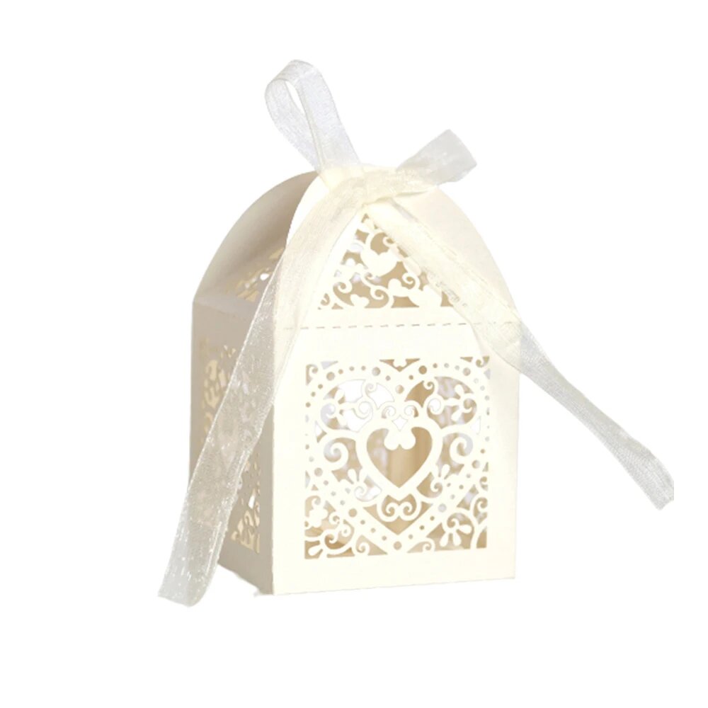 Коробки для конфет WEHRPARTY сердце картон 10 шт Ivory 1