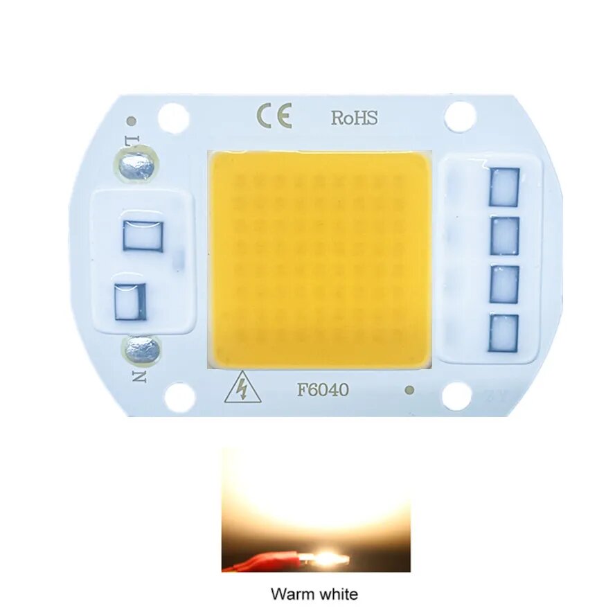 Светодиодный чип 50W-220V, теплый белый свет