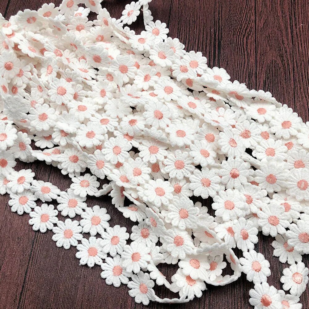 Кружевная лента QIMONTON белая 2.4см Белый, daisy lace xue ya, 1 Yard