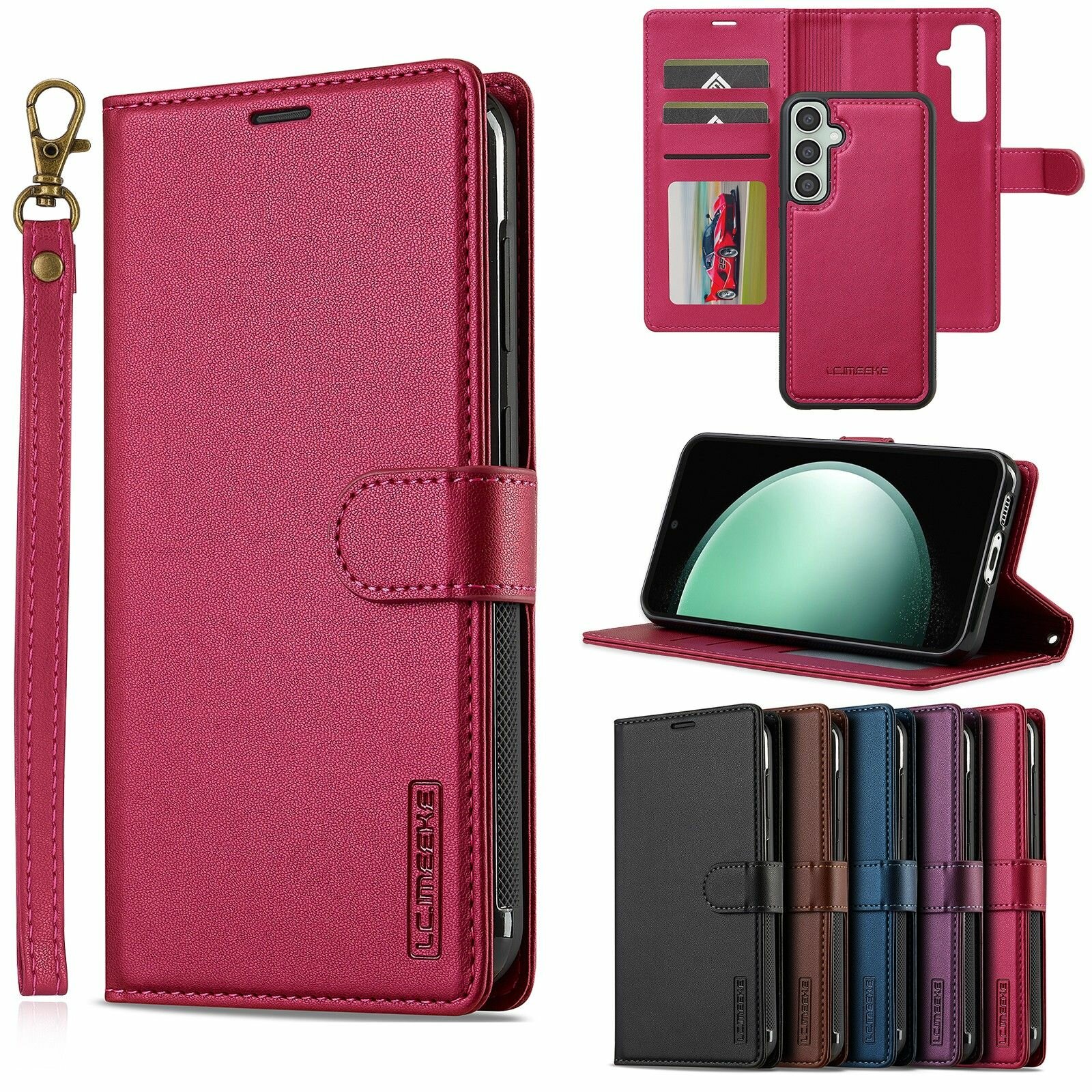 Подходит для Samsung Galaxy A55 5G / Самсунг Галакси А55 5G , чехол Кожаный , кронштейны, Магнитные пряжки, Новые продукты