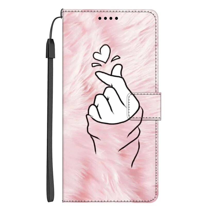 Розовый чехол-книжка для Xiaomi Poco M5 с рисунком