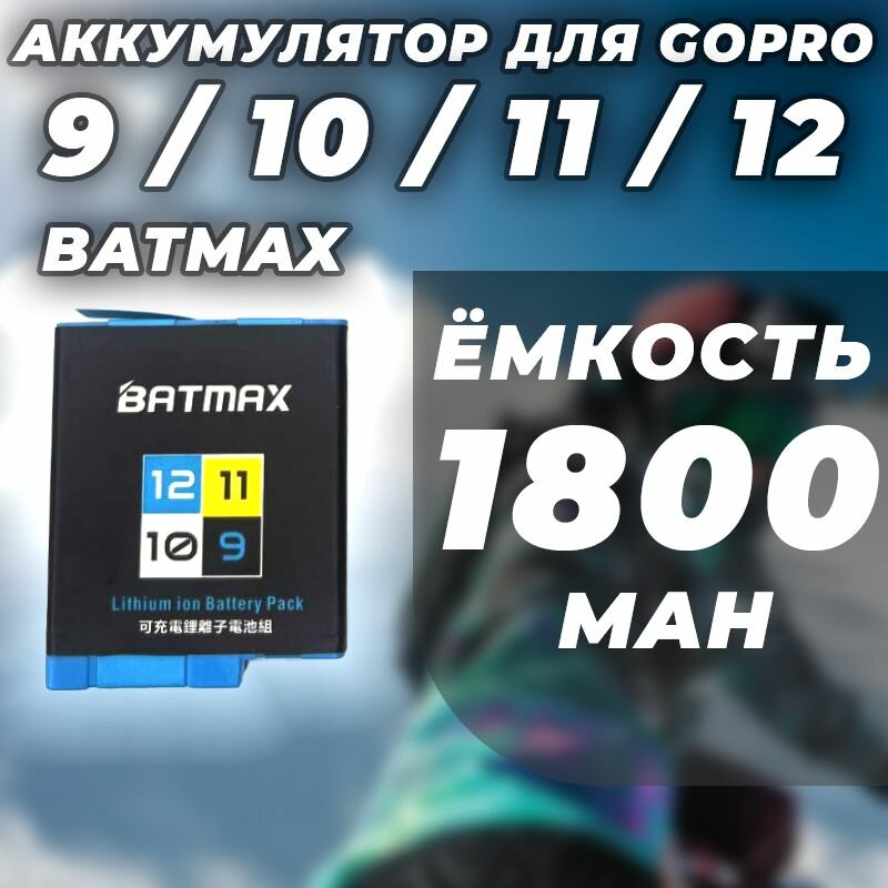 Аккумулятор на GoPro 9,10,11,12 Batmax 1800mAh
