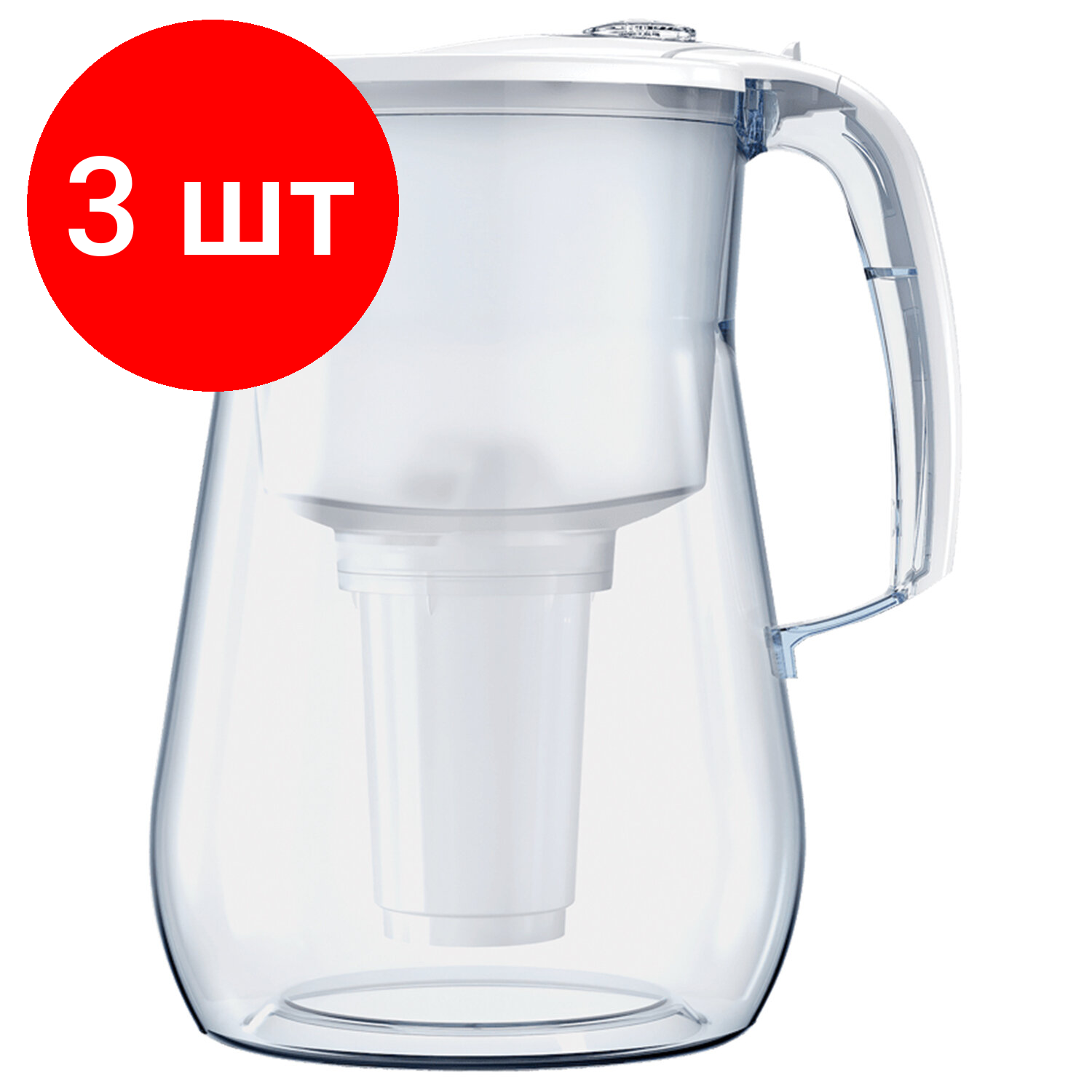 Комплект 3 шт, Кувшин-фильтр для очистки воды АКВАФОР Прованс А5, 4.2 л, со сменной кассетой, белый, 519168