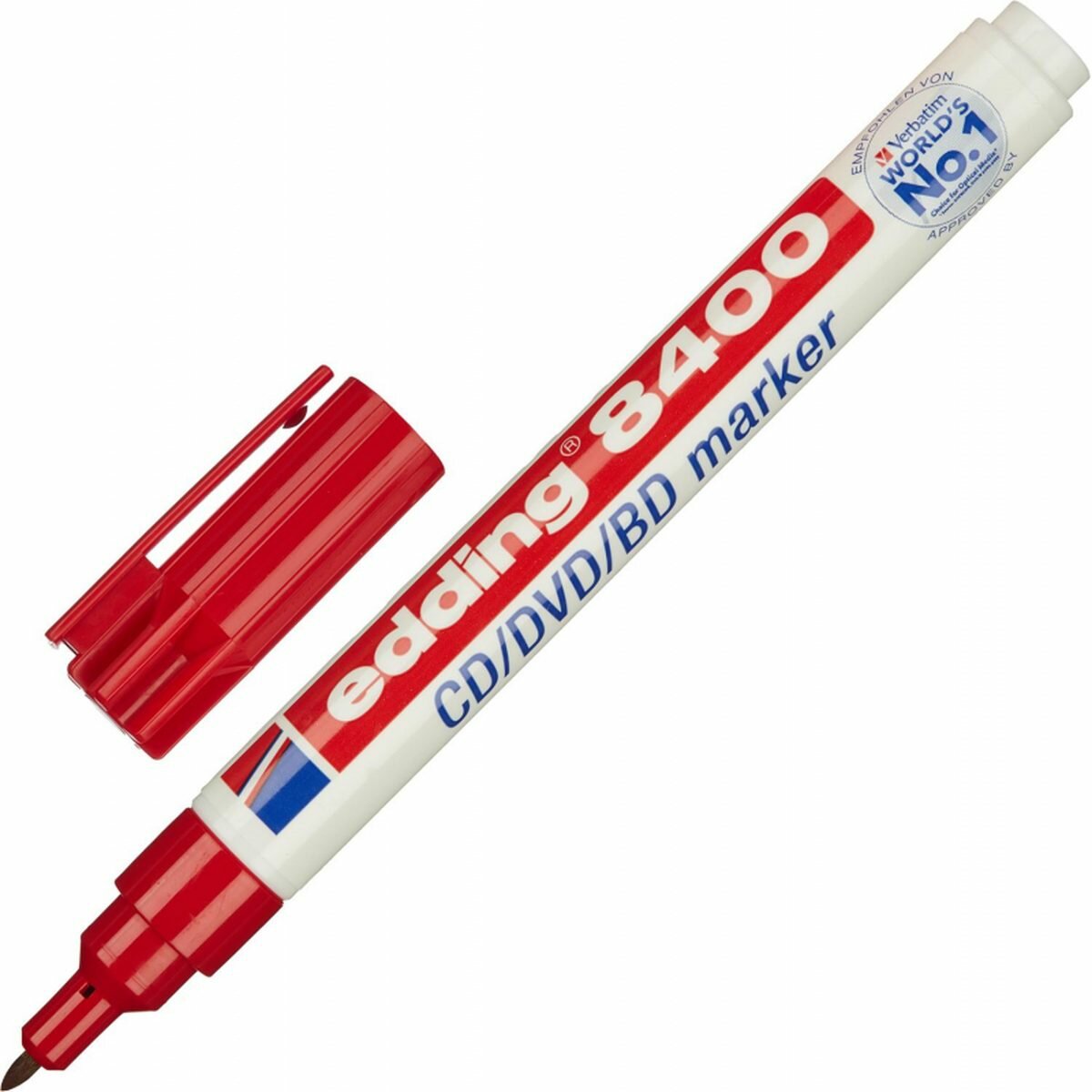 Маркер для CD/DVD Edding E-8400 (0.5-1мм, красный) пластик (E-8400/2), 10шт.