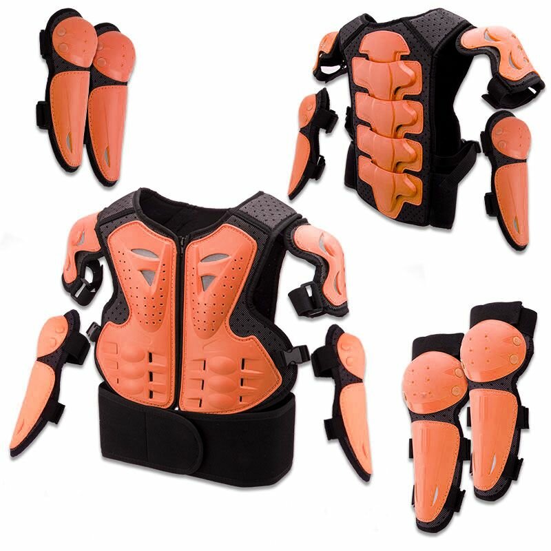 Набор мотозащиты детский 4-14 лет (жилет, налокотники, наколенники)