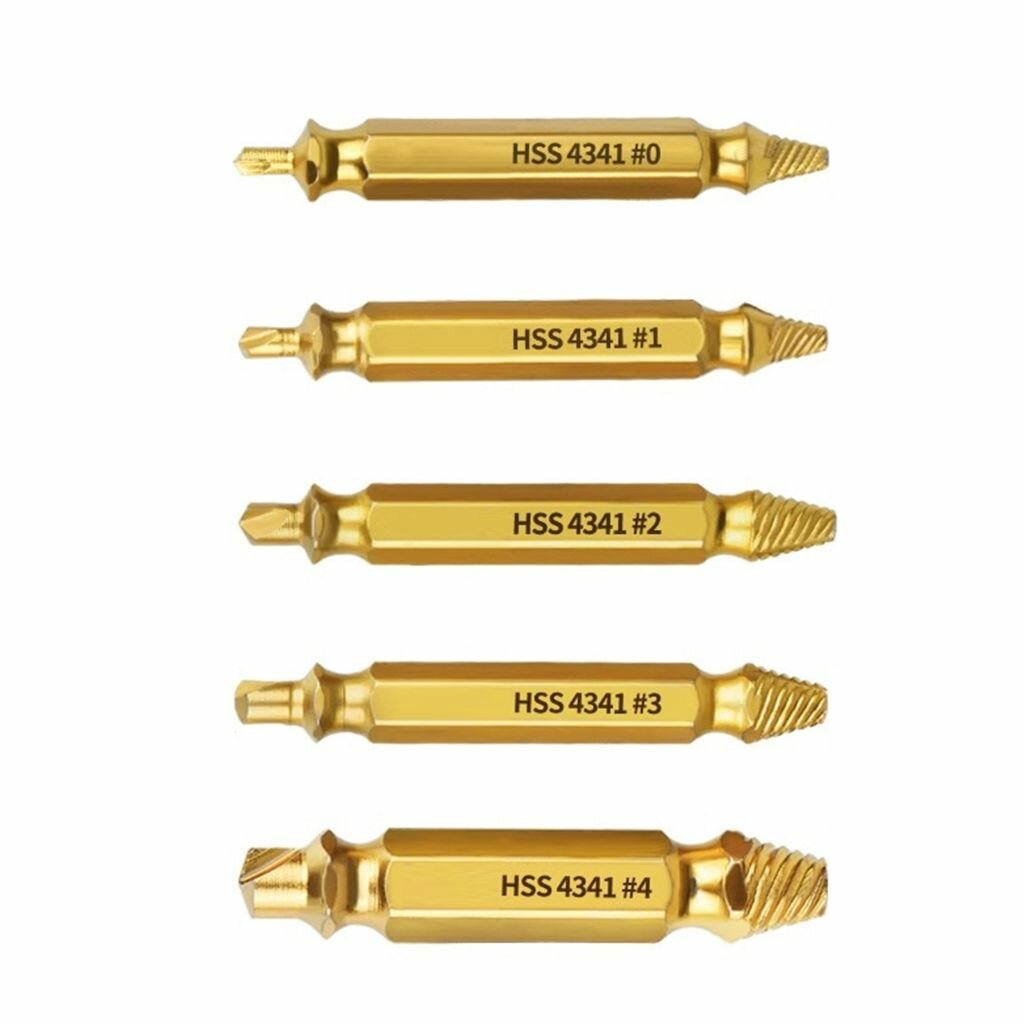 Наборы инструментов, Двухсторонние быстрорежущие сверла для винтов - с титановым покрытием, 1 комплект из 5 штук