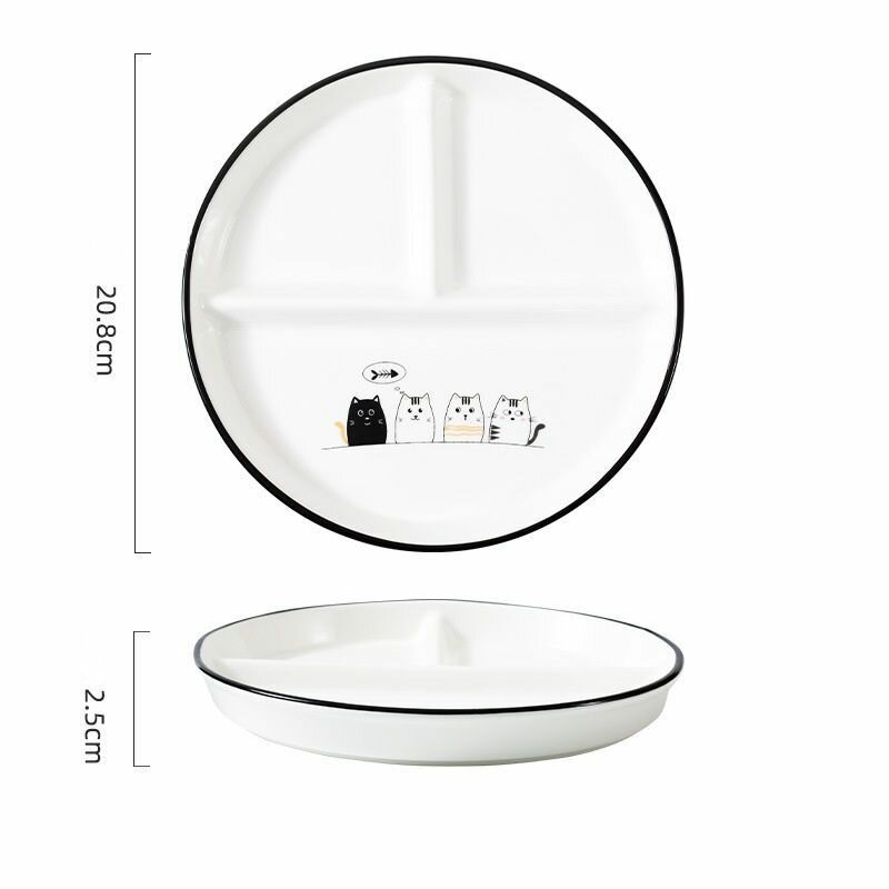Тарелка для похудения Керамика, 8 дюймов, Милый кошачий принт