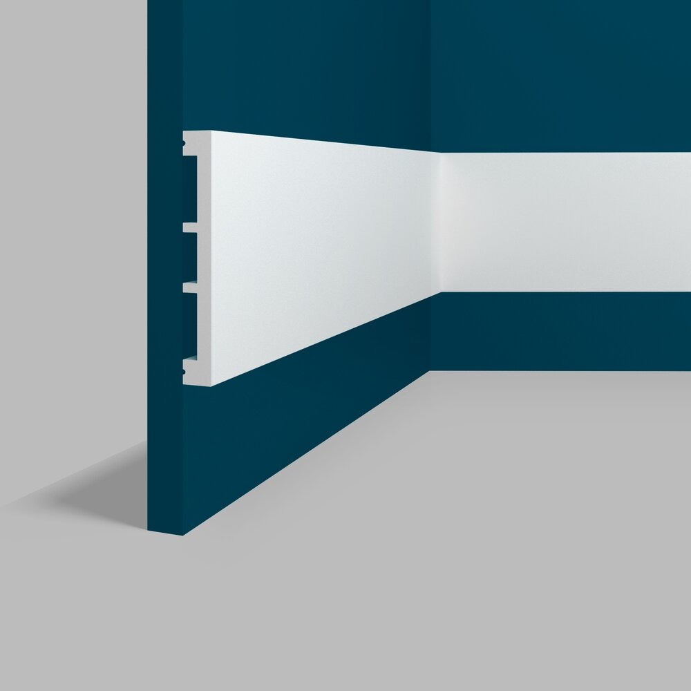 Плинтус напольный 13х102 мм дюрополимер под покраску высокий пластиковый белый Perfect Plus P75