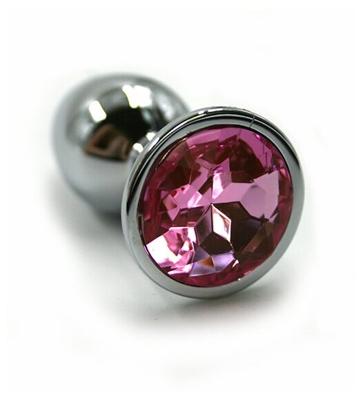 Анальная пробка с нежно-розовым кристаллом, размер S