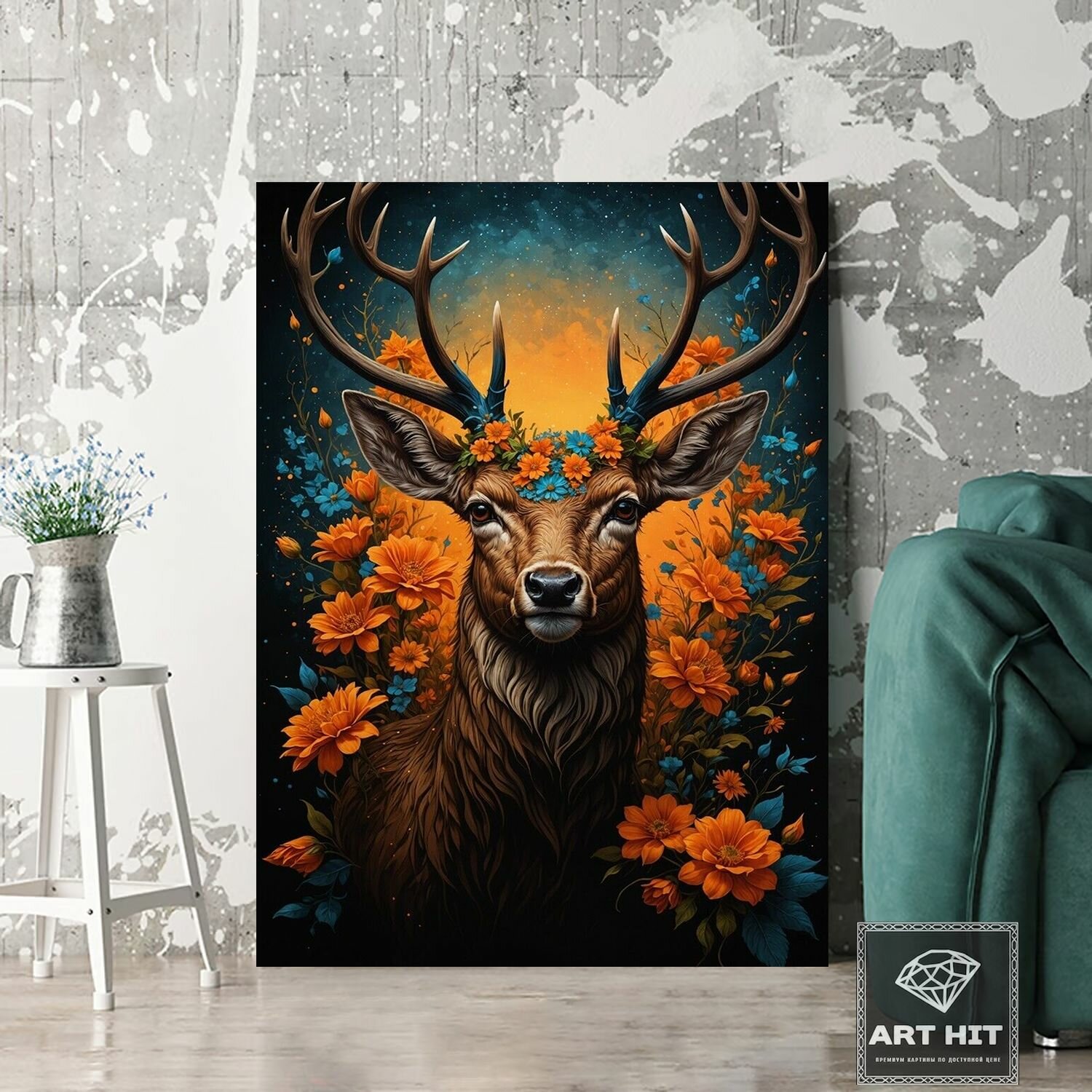 Картина с оленем, 40х60 см.