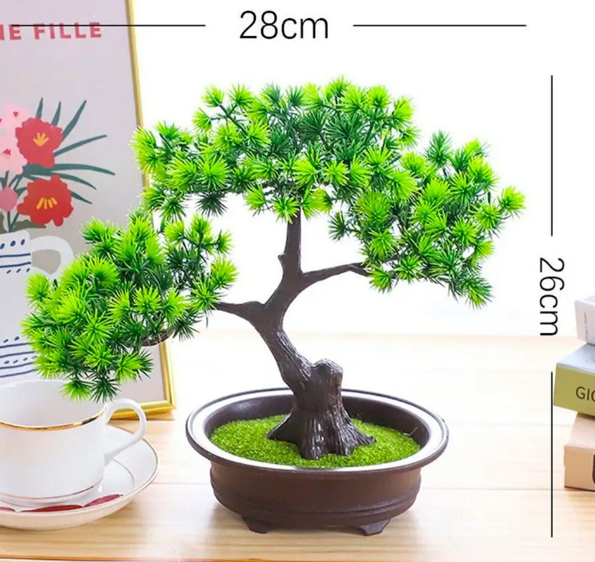 Декоративное искусственное растение дерево бонсай в кашпо горшке для декора интерьера искусственный цветок