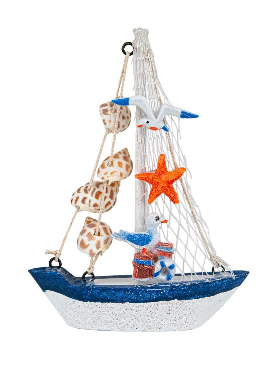 Декоративное интерьерное украшение в морском стиле Кораблик с декором 15см