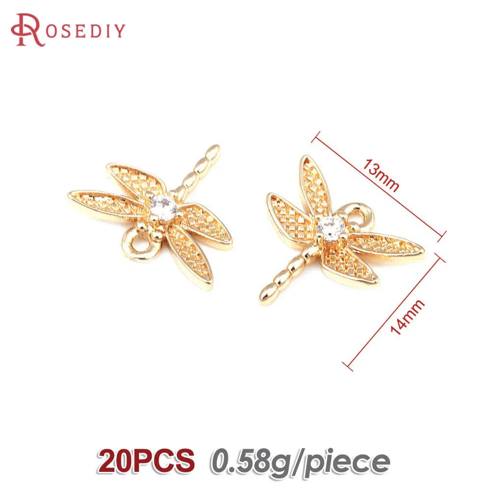 Подвески из латуни Rosediy в виде стрекозы 46057-18K Gold Color